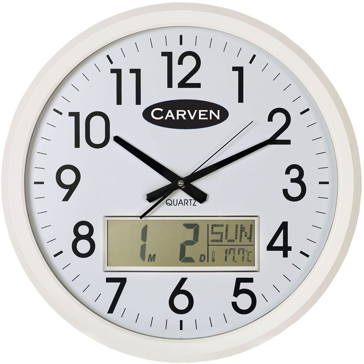 Carven Lcd Calendar Clock 470Mm White