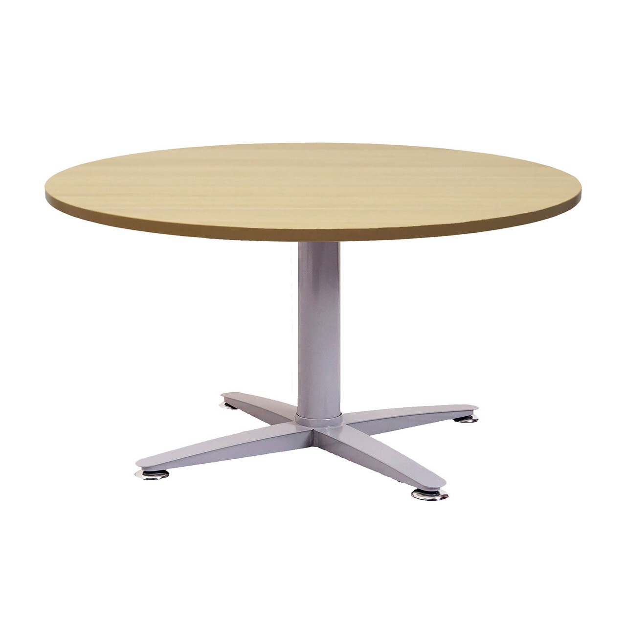 Rapidline 4 Star Round Table 730Hx900mmD Natural Oak Top Silver Base
